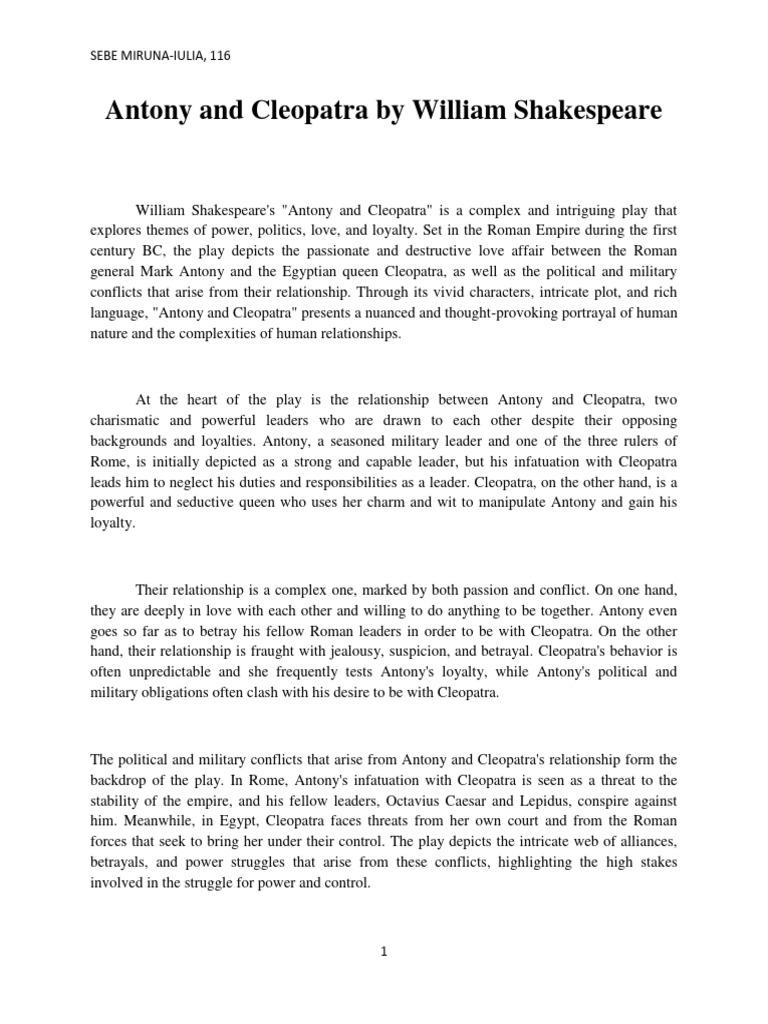 Antony and Cleopatra by William Shakespeare | PDF