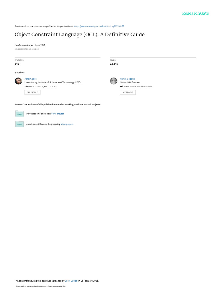 Object Constraint Language OCL A Definitive Guide | PDF | Art | Computers