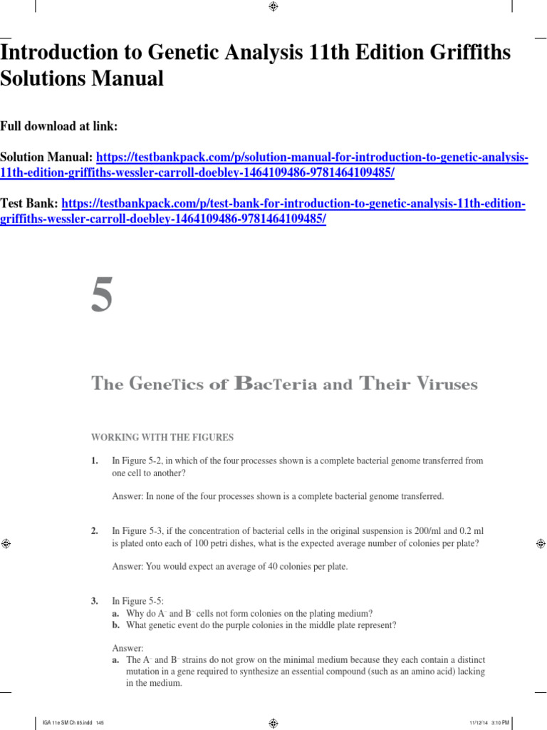 Introduction To Genetic Analysis 11th Edition Griffiths Solutions Manual 1 | PDF