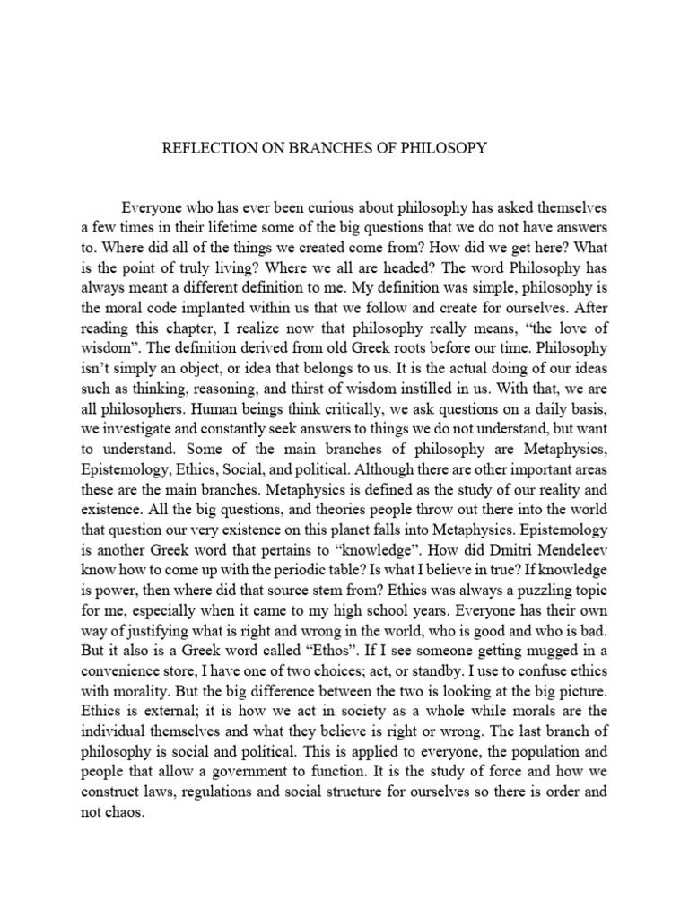 Reflection On Branches of Philosophy | Download Free PDF | Epistemology ...