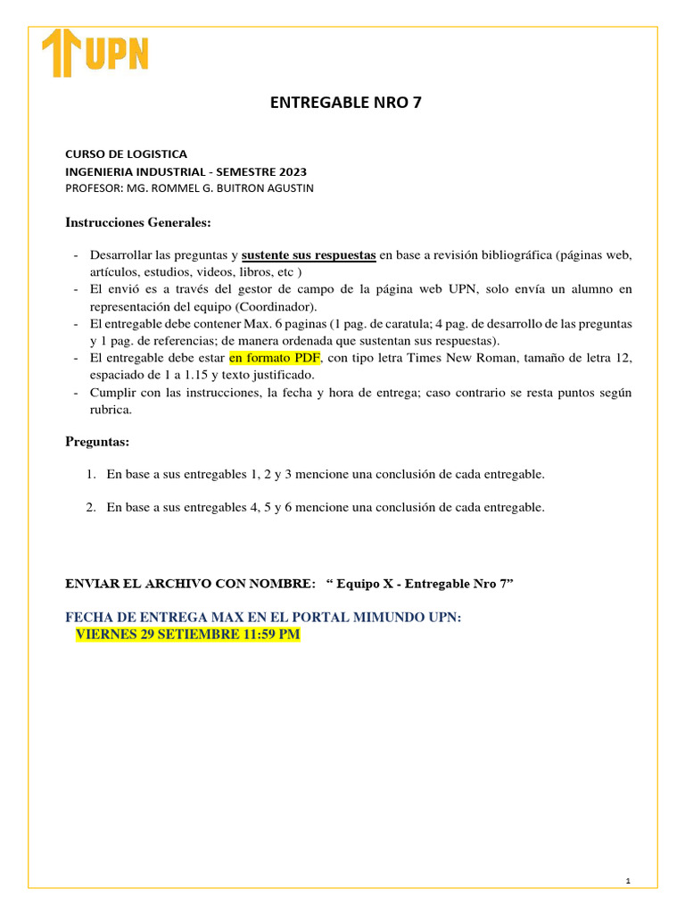 Entregable 7: Logística Industrial | PDF | Business | Internet de las Cosas