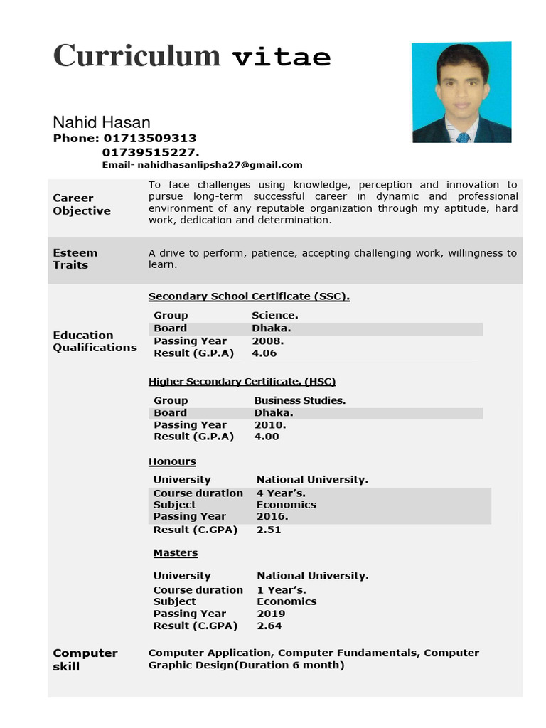 Nahid CV | PDF | Career & Growth
