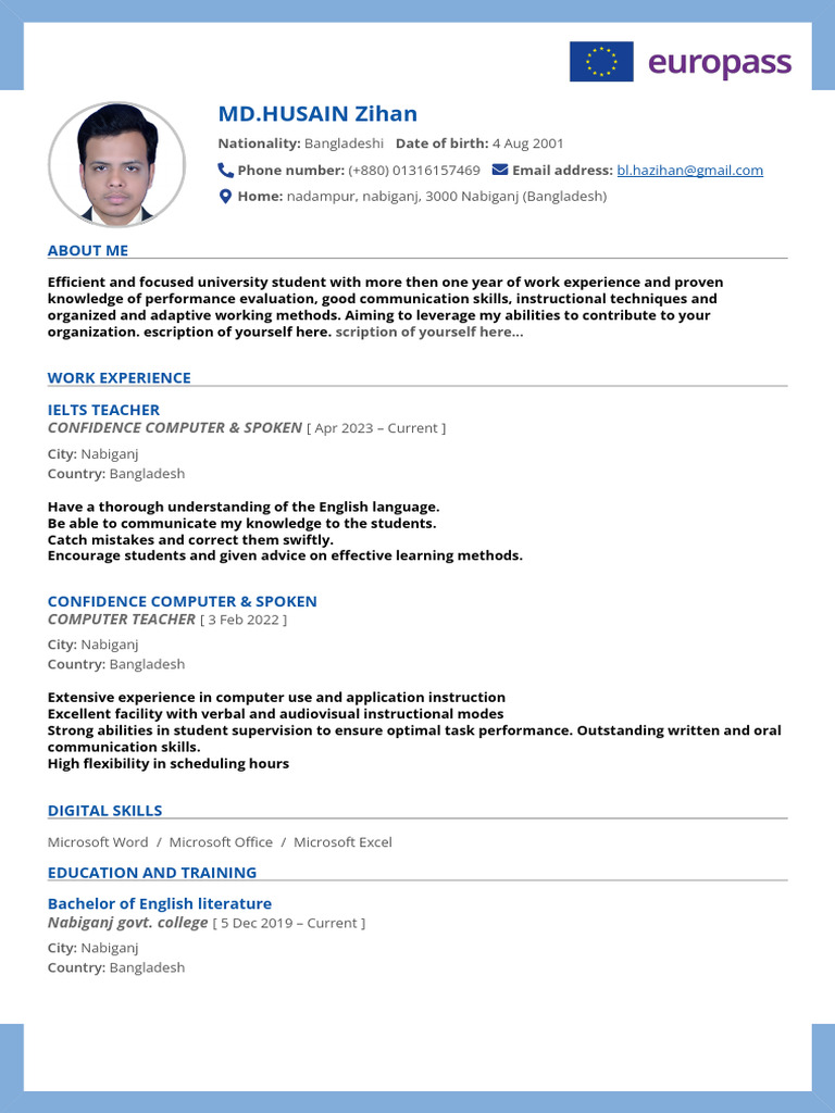 CV - MD - HUSAIN Zihan | PDF