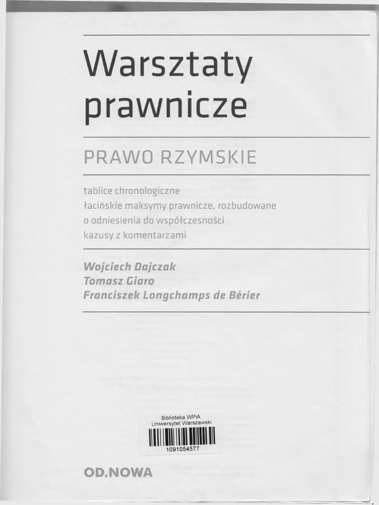 Warsztaty Prawnicze. Prawo Rzymskie | PDF