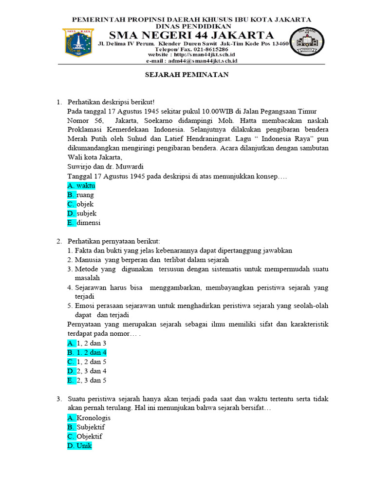 SOAL PG FIX SEJPEM 2020 (1) Baru BGT | PDF
