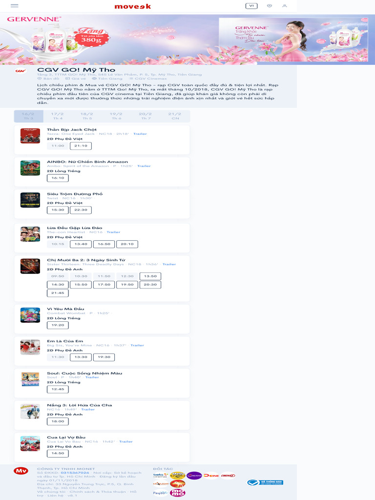 CGV GO! Mỹ Tho - Lịch Chiếu, Giá Vé | PDF