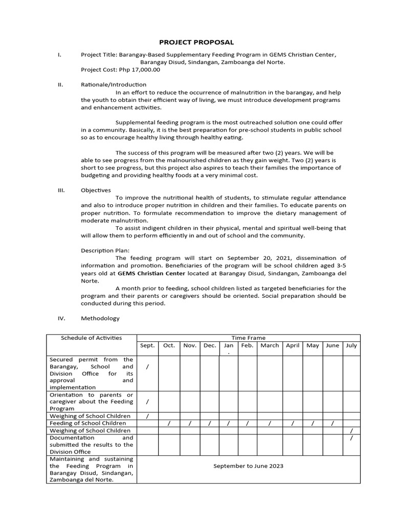 Feeding Project Proposal | PDF