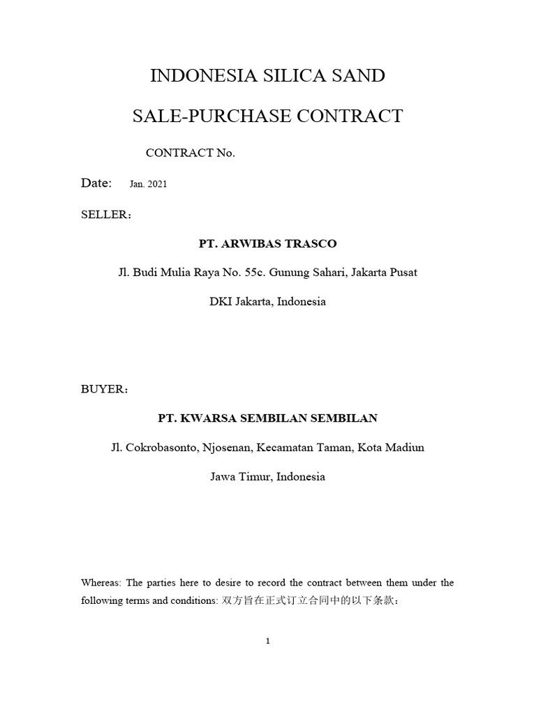 DRAFT Contract Silica | PDF