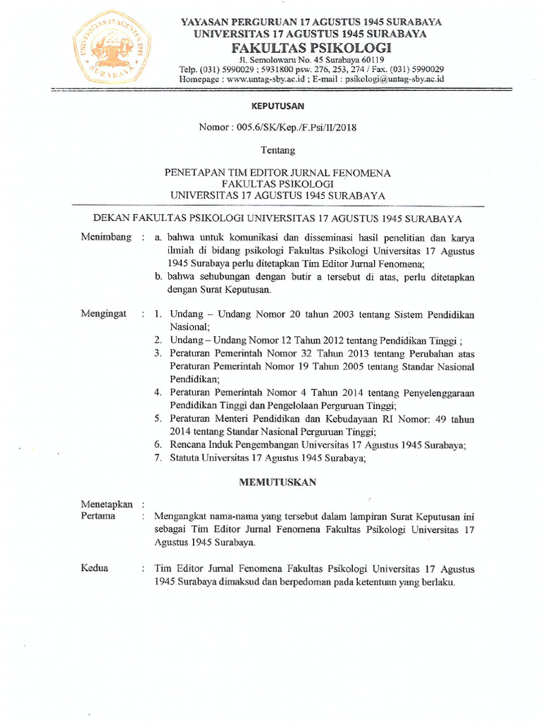 Etik DM - SK TIM EDITOR JURNAL FENOMENA | PDF