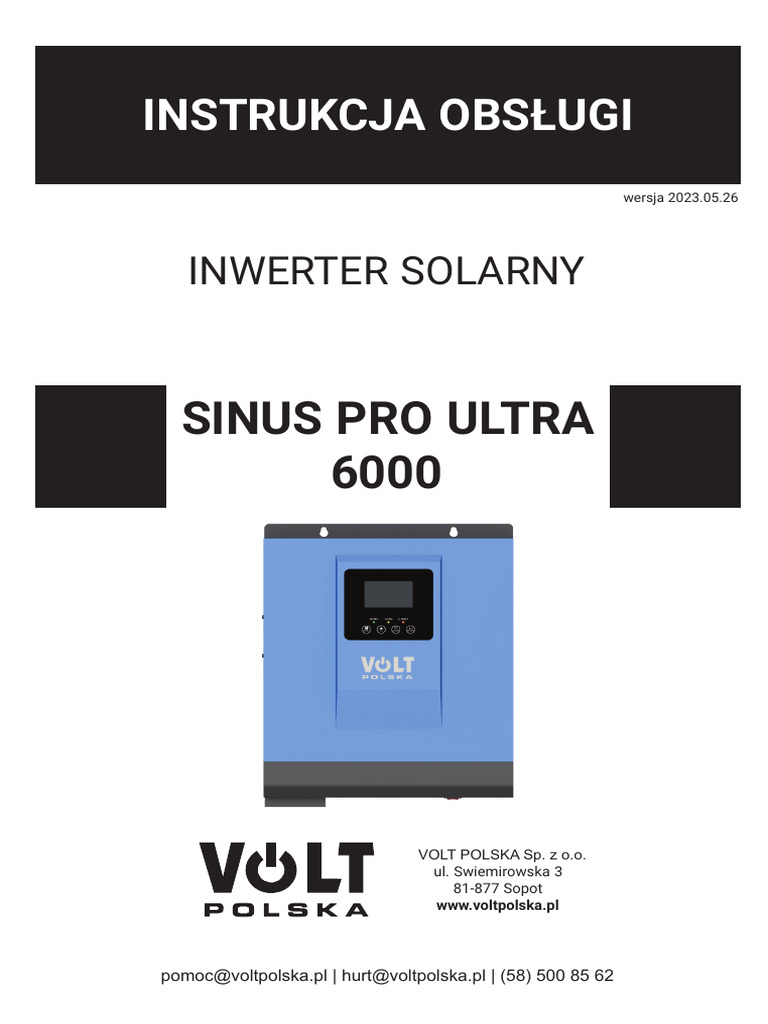 Instrukcja - Inwerter Solarny Sinus Pro Ultra - 6000 - 2023 - 05 - 26 | PDF