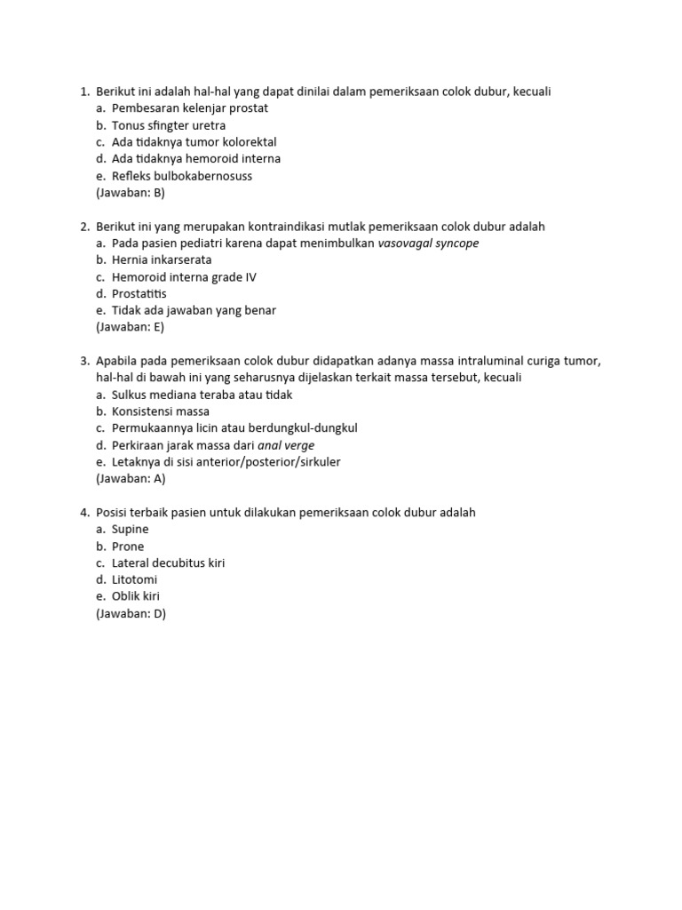 Soal Quiz Skill Rectal Touche | PDF