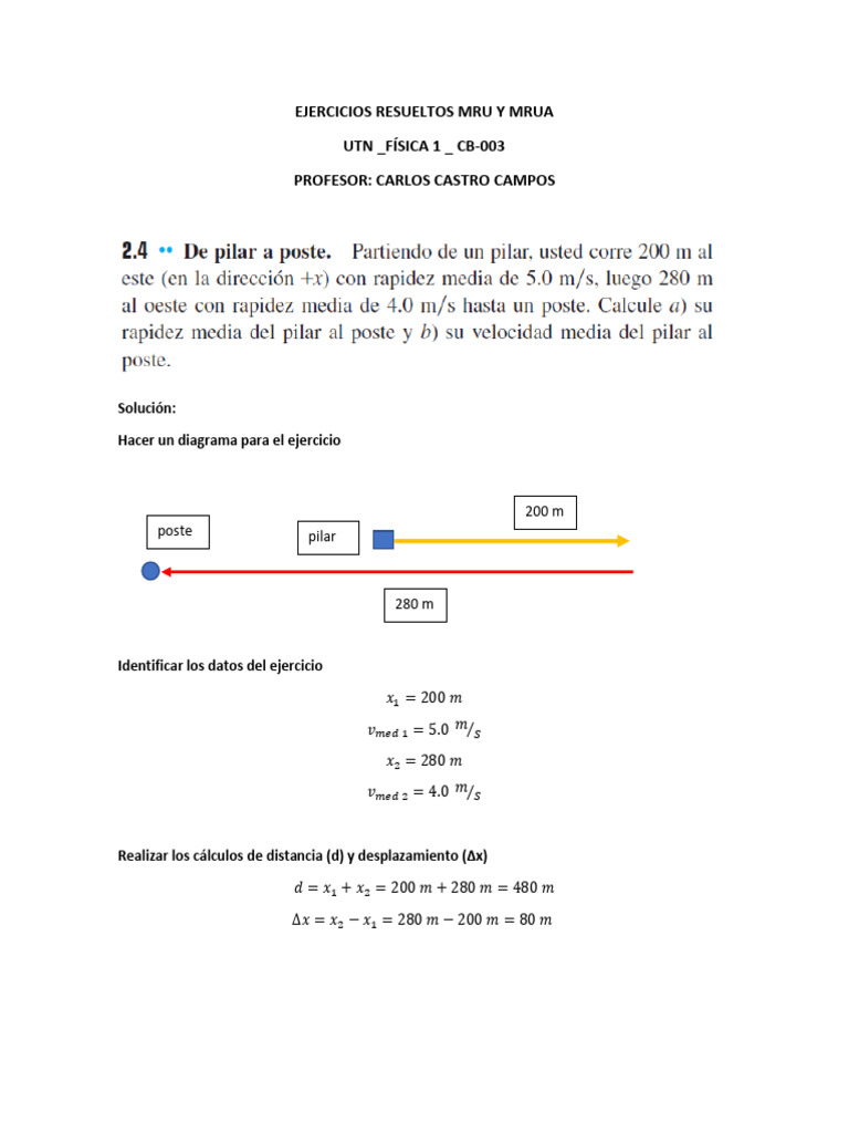 Ejercicios Resueltos de MRU y MRUA | PDF | Aceleración | Velocidad