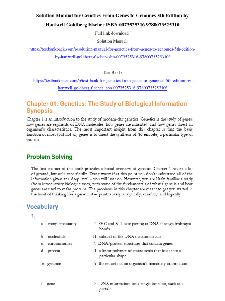 Genetics Solution Manual 5th Ed | PDF