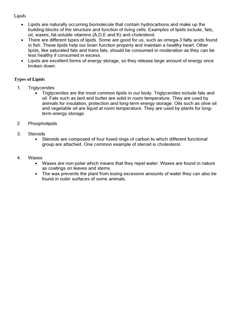 Lipids Handout | PDF