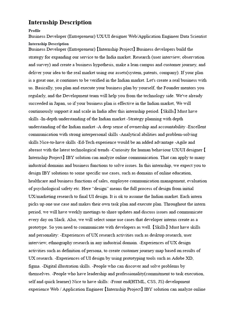 Internship Description Im Besideyou | PDF | Artificial Intelligence ...