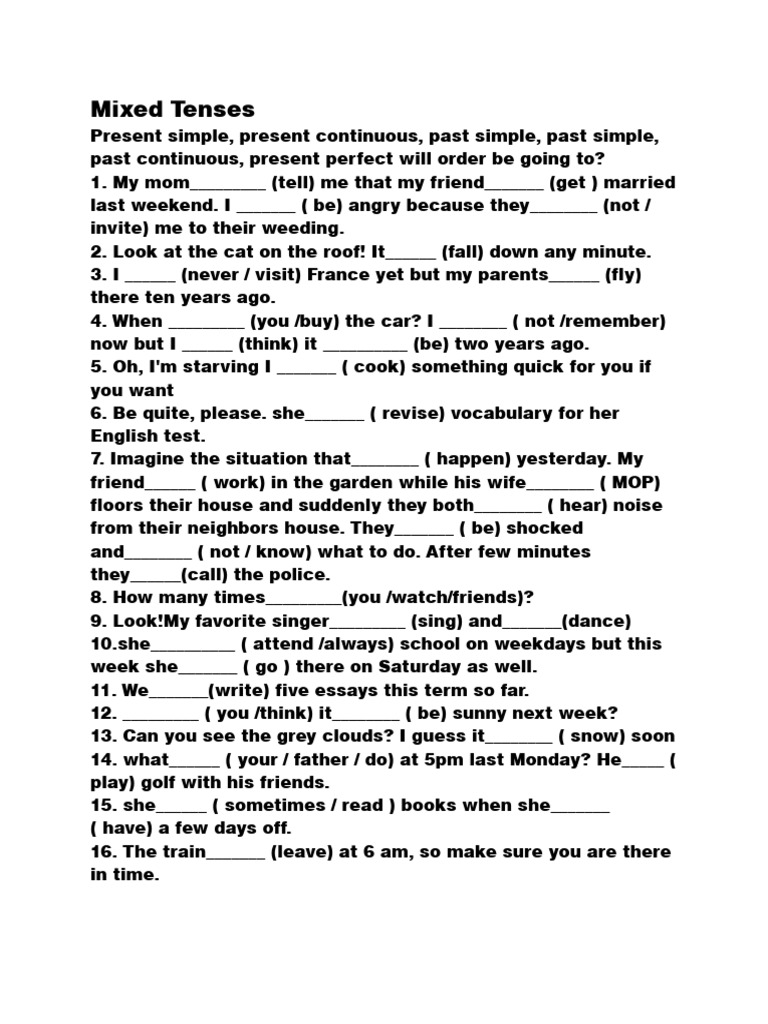 Mixed Tenses | PDF