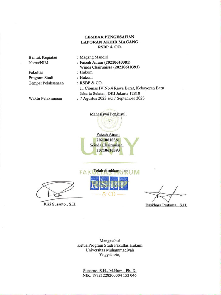 Laporan Magang Aca & Winda | PDF