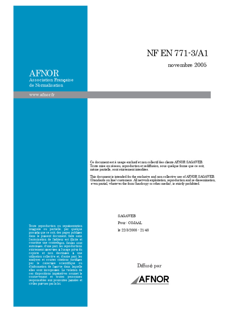 Afnor: NF EN 771-3/A1 | PDF