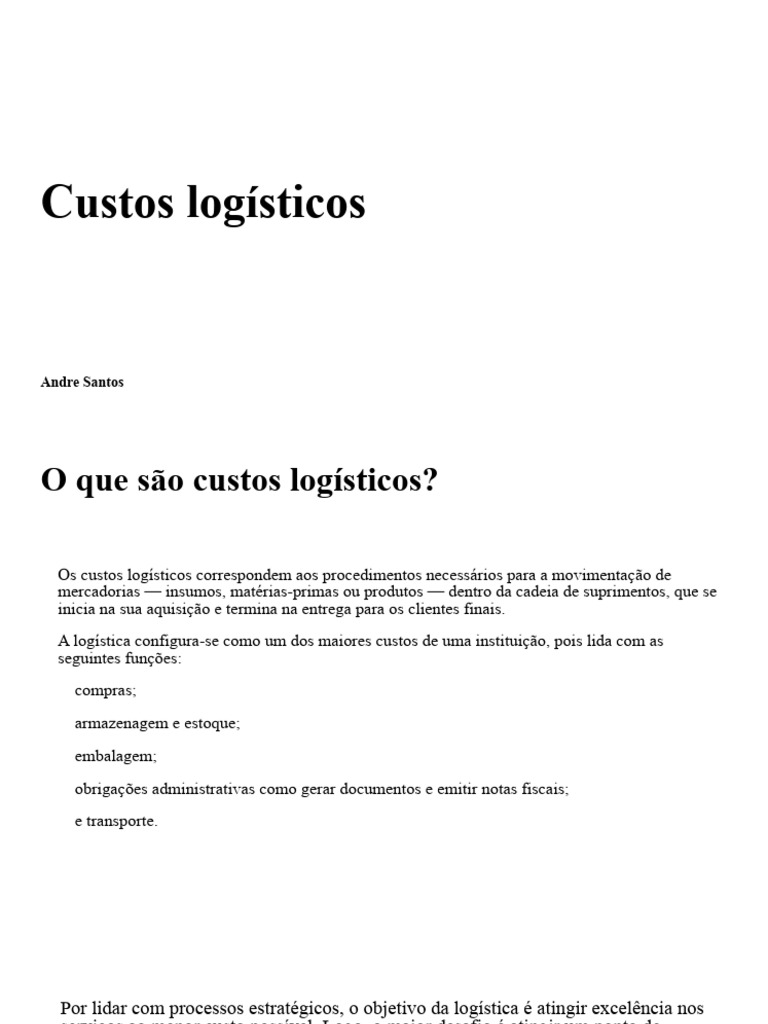 Custos Logisticos | PDF Custos Logisticos | PDF