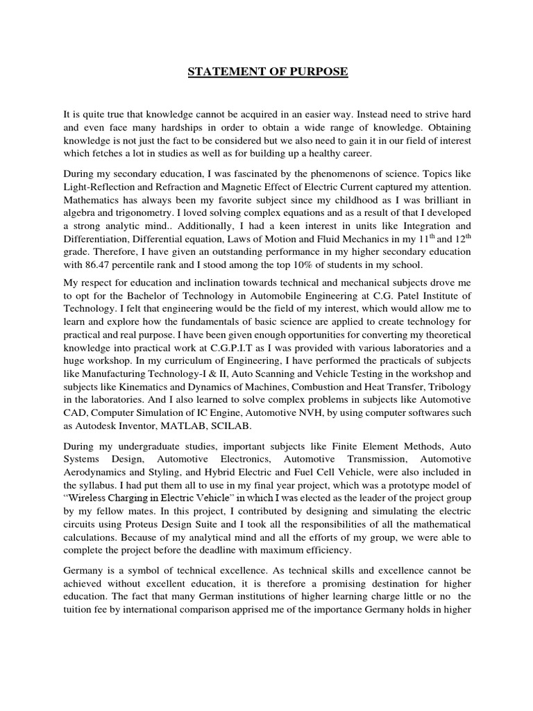 SOP - Saarland University | PDF