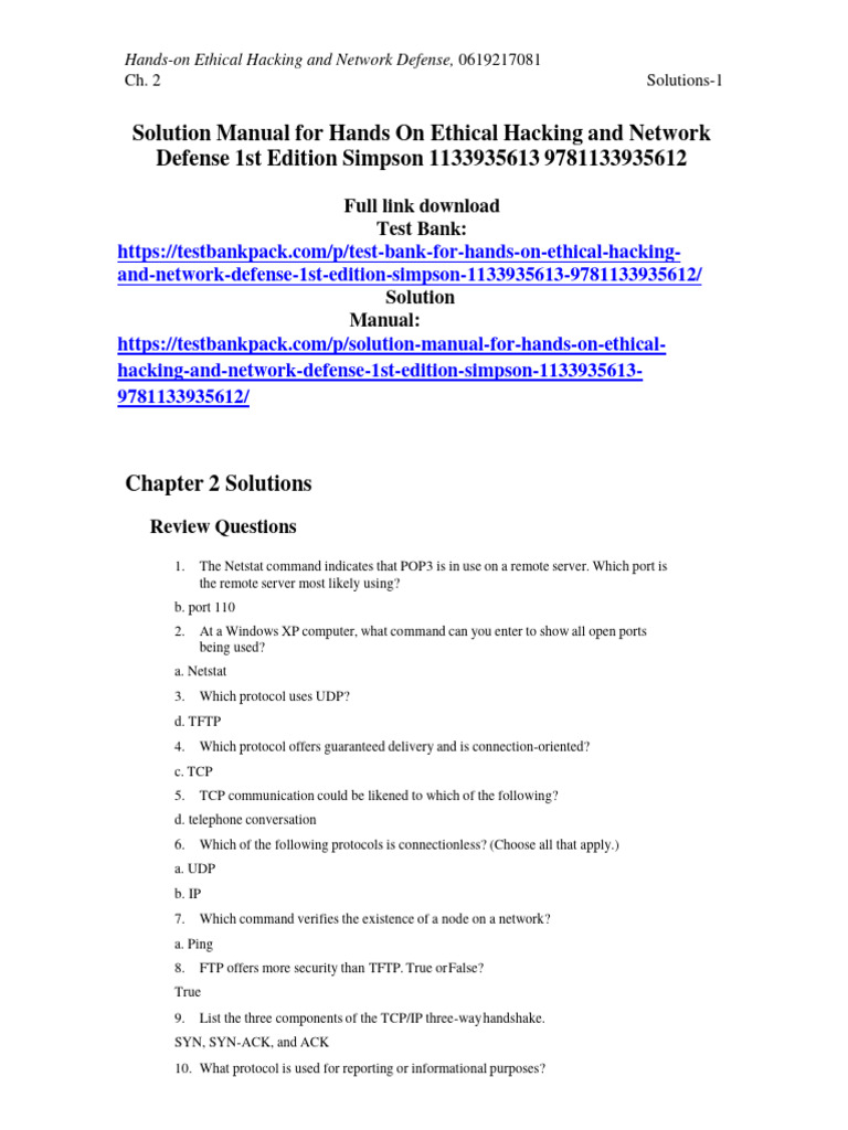 Ethical Hacking Solutions Guide | PDF