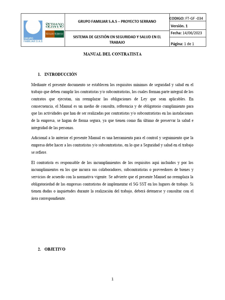 Manual Del Contratista SST | PDF | Outsourcing | Business