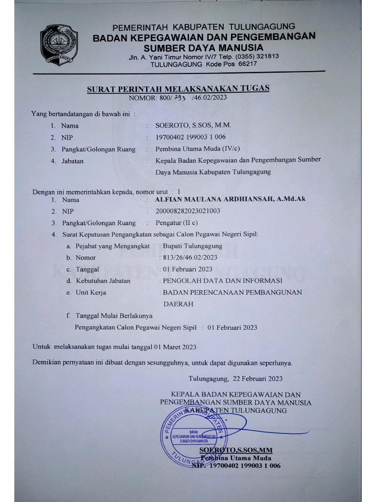 Surat Kepegawaian | PDF