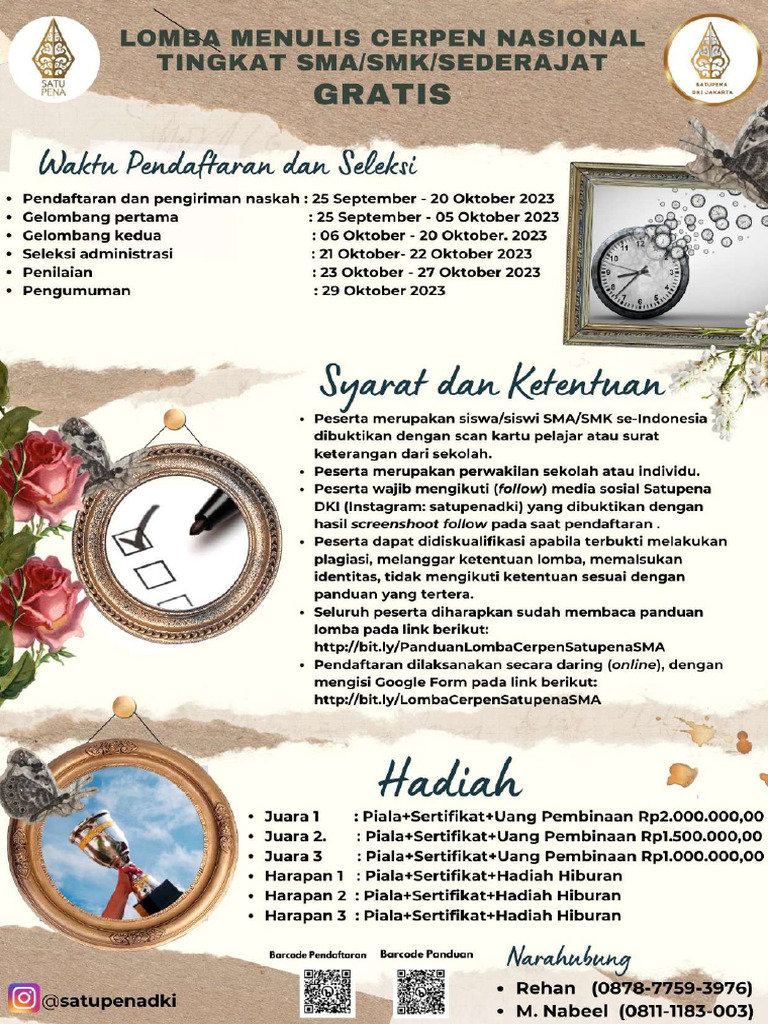 Poster lomba menulis cerpen, menulis puisi, dan membaca puisi SMA | PDF