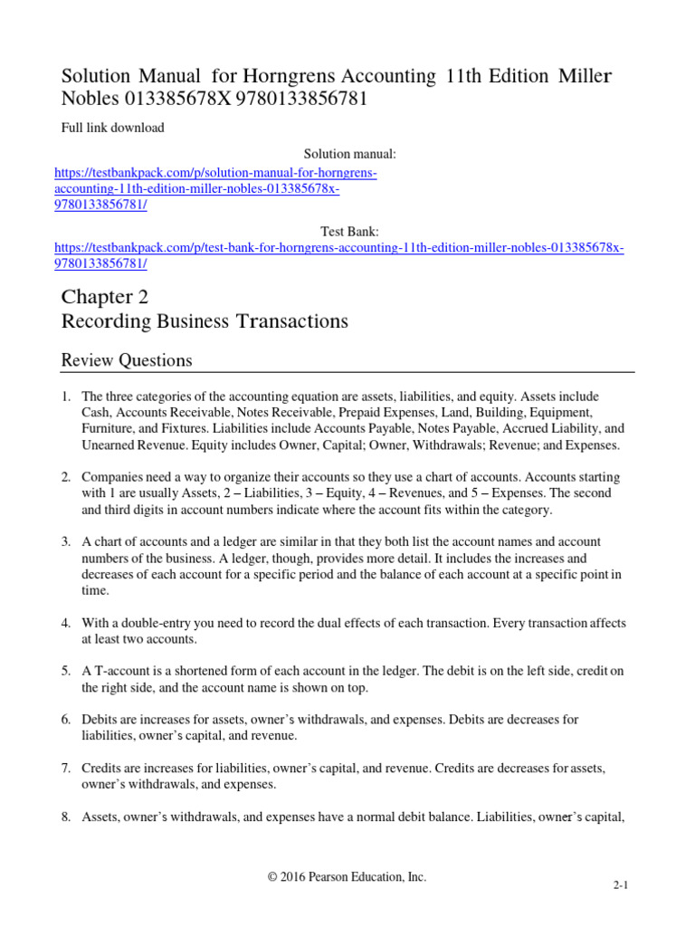 Solution Manual for Horngren's Accounting | PDF