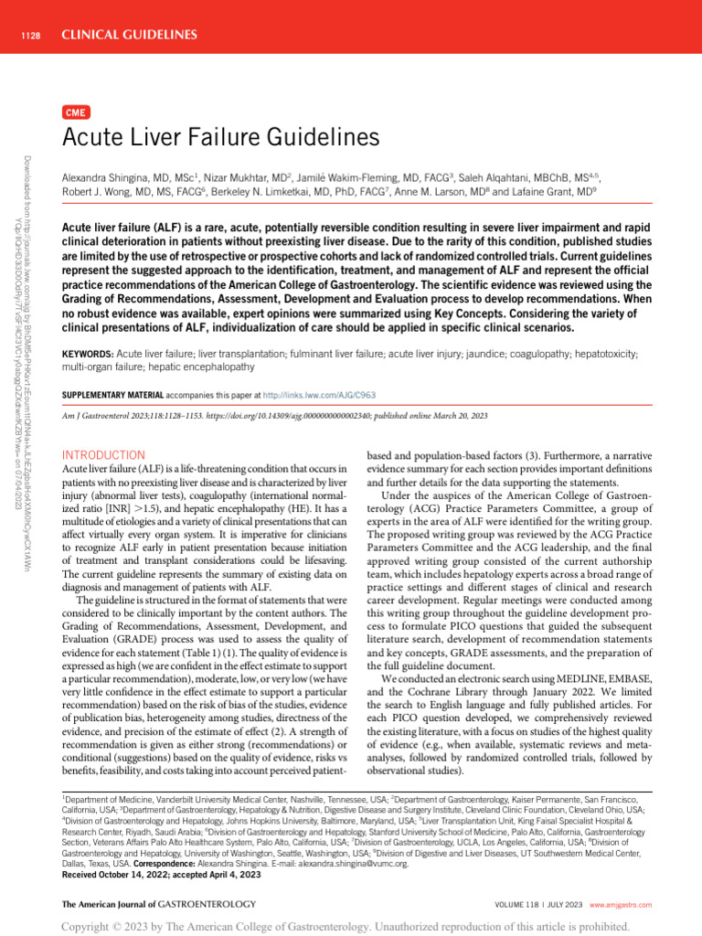 Acute Liver Failure Guidelines.14 | PDF