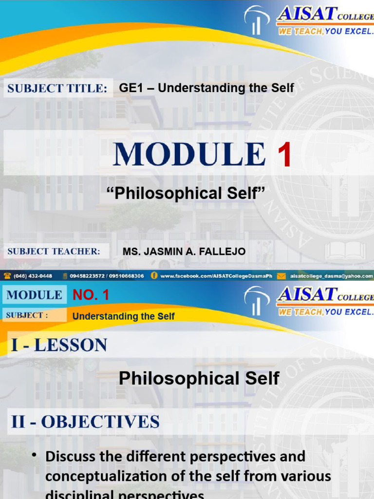 Understanding The Self Module 1 | PDF | Philosophy Of Self | Mind