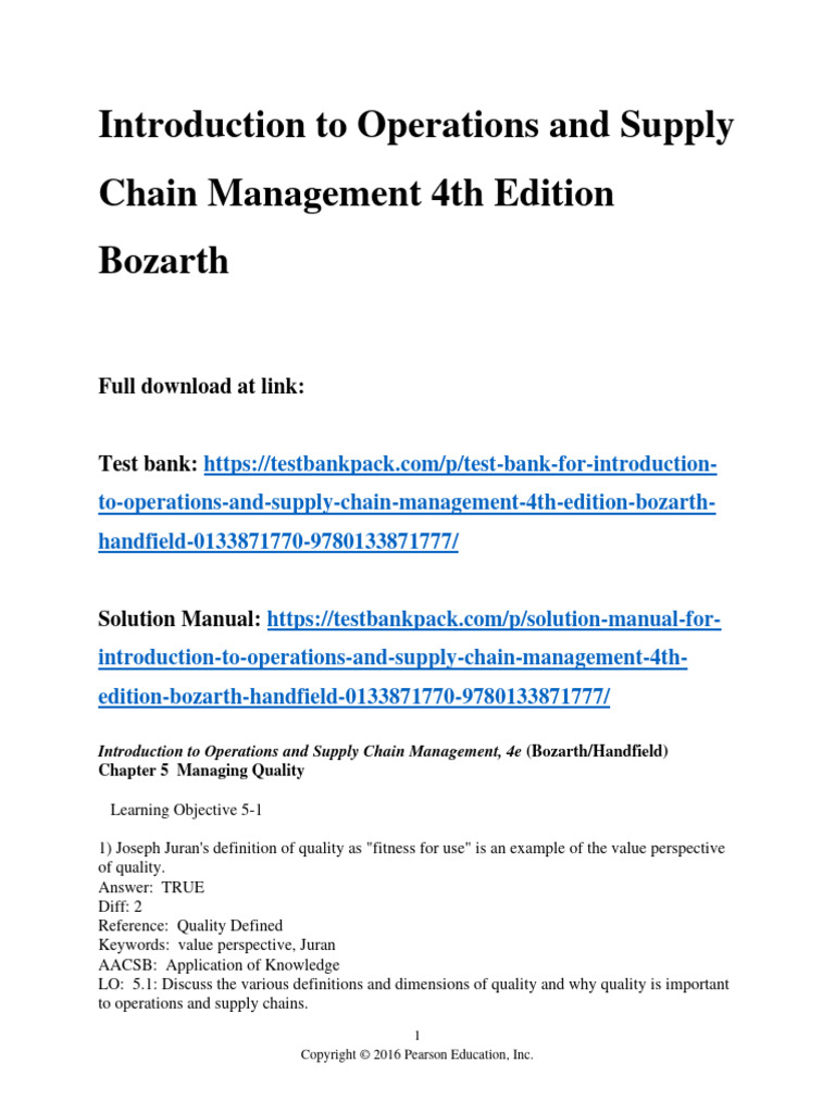 Introduction To Operations and Supply Chain Management 4th Edition ...