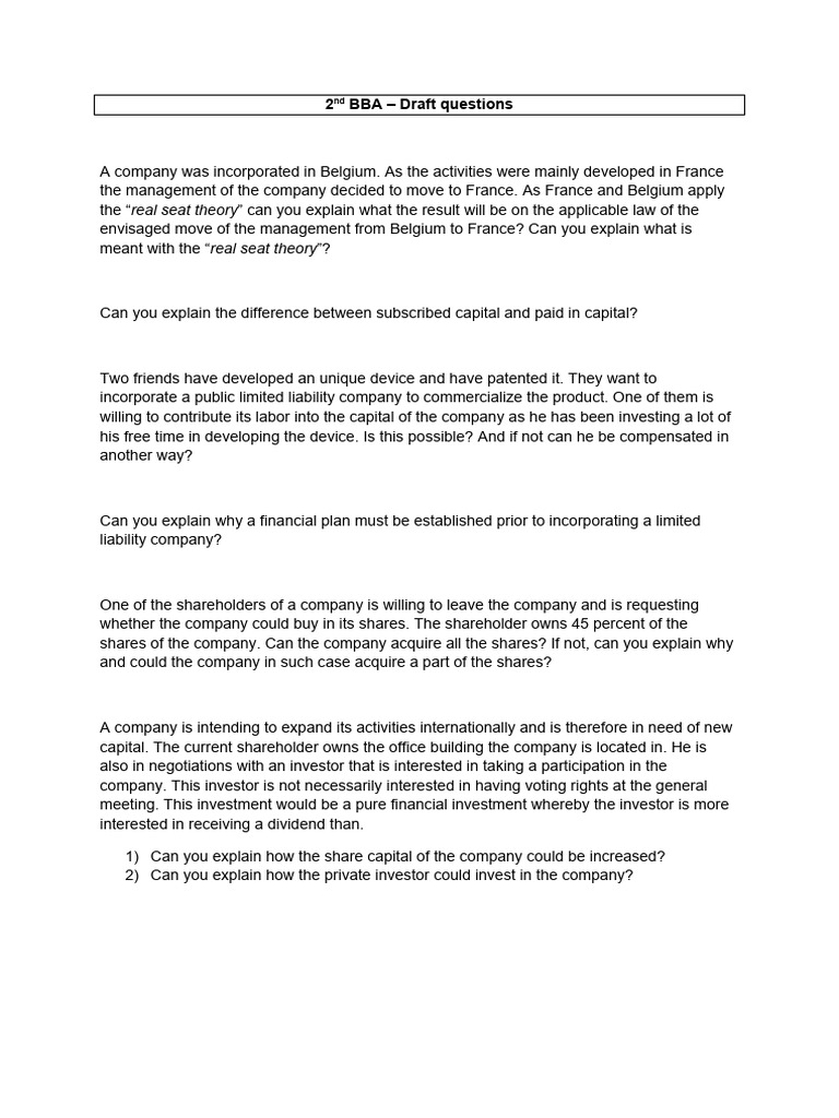 Exam - Draft Questions - 2023 | PDF