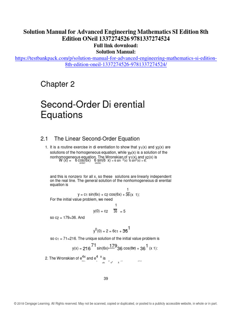 Solution Manual For Advanced Engineering Mathematics SI Edition 8th ...