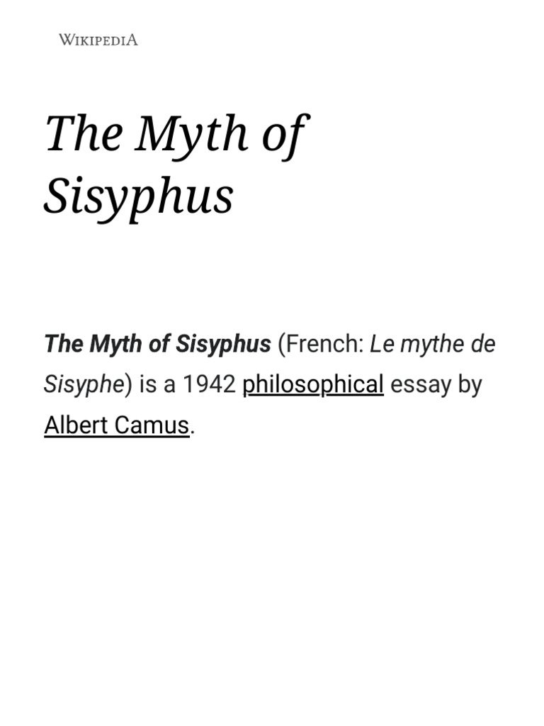 The Myth of Sisyphus - Wikipedia | PDF