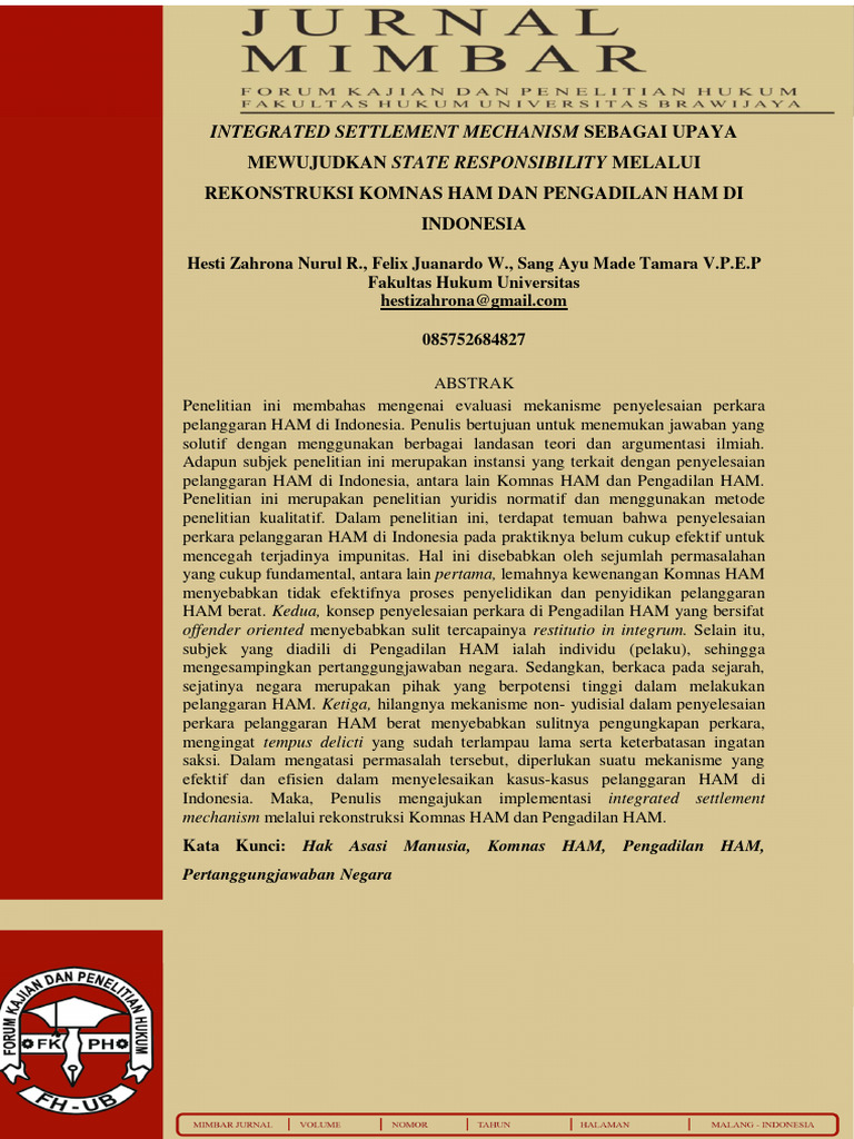 Mewujudkan State Responsibility Melalui Rekonstruksi Komnas Ham Dan Pengadilan Ham Di Indonesia ...
