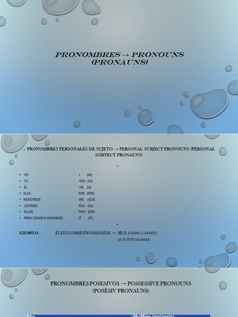 Pronombres → Pronouns (pronauns) | PDF | Sintaxis | Lingüística