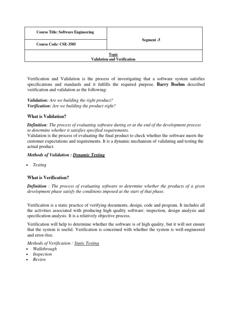 S6-Software Verification and Validation | PDF | Computers