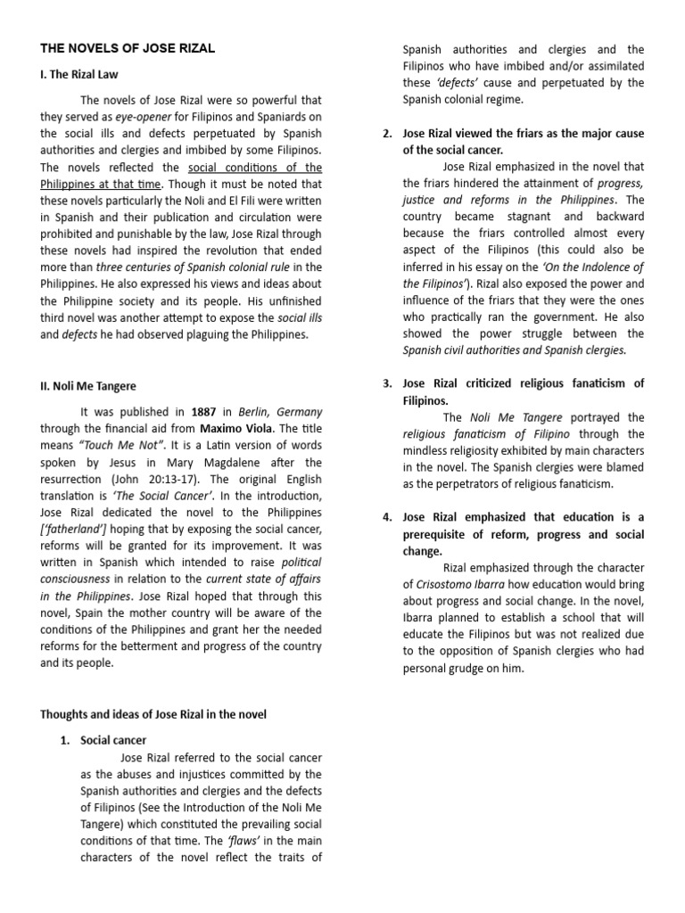 The Novels of Jose Rizal | PDF