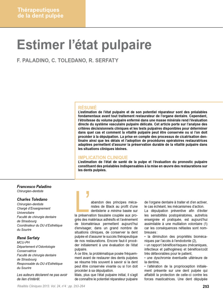 Etat Pulpaire | PDF
