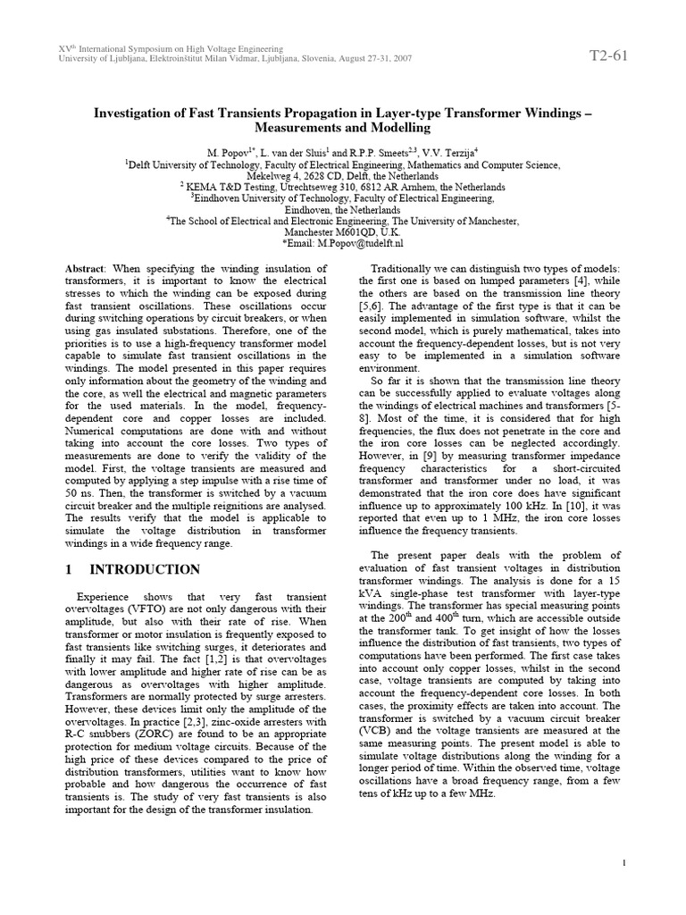 Investigation Of Fast Transients Propaga Pdf Transformer Inductance
