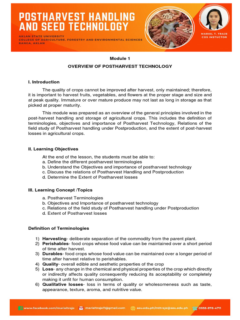 Postharvest Technology Overview Guide | PDF | Technology & Engineering