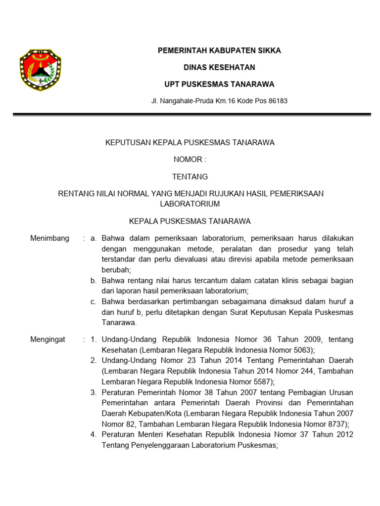 SK Rentang Nilai Normal | PDF