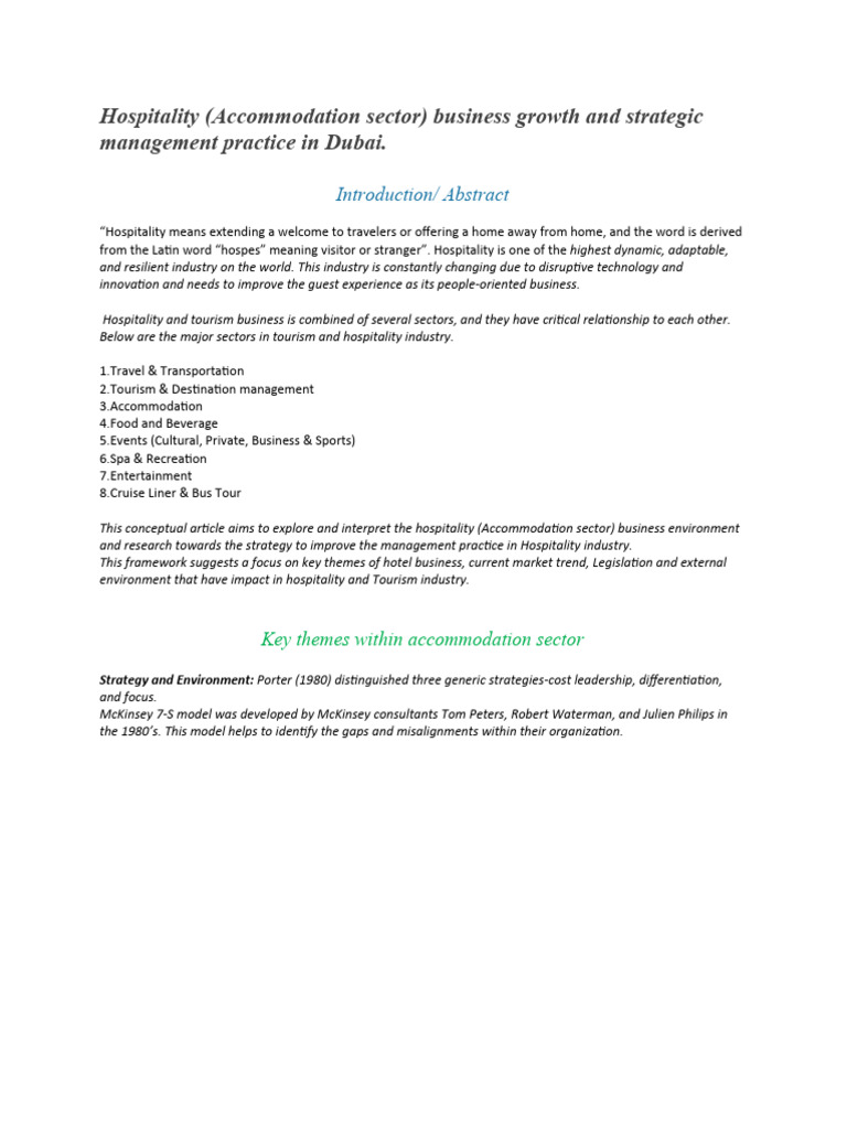 Hospitality Accomodation Sector | PDF