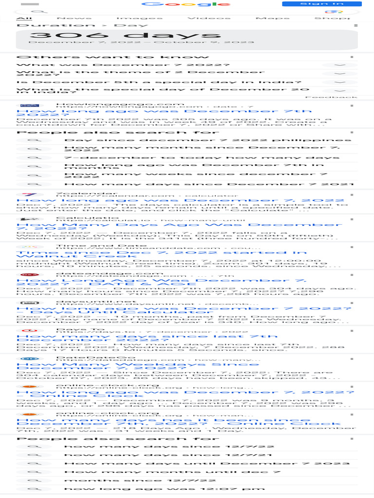 Day Since December 7 2022 - Google Search | PDF