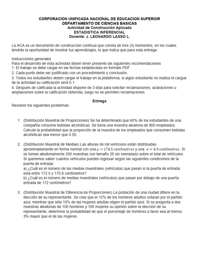 Aca-2 Estadstica Inferencial | PDF