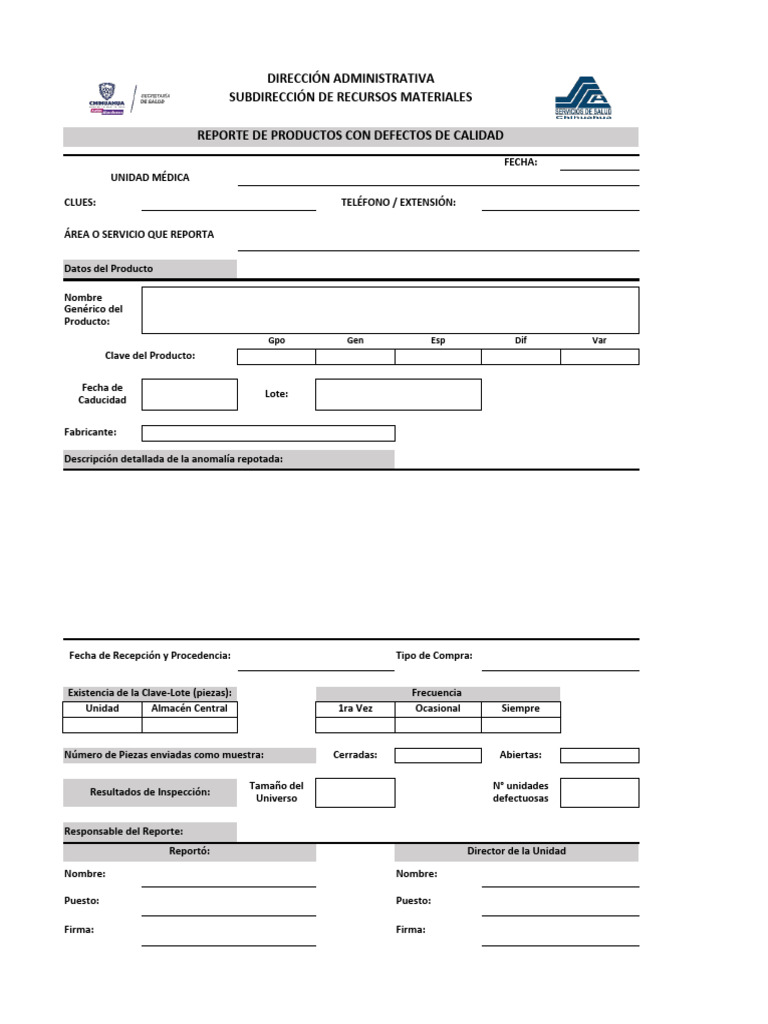REPORTE DEFECTOS EN LA CALIDAD | PDF