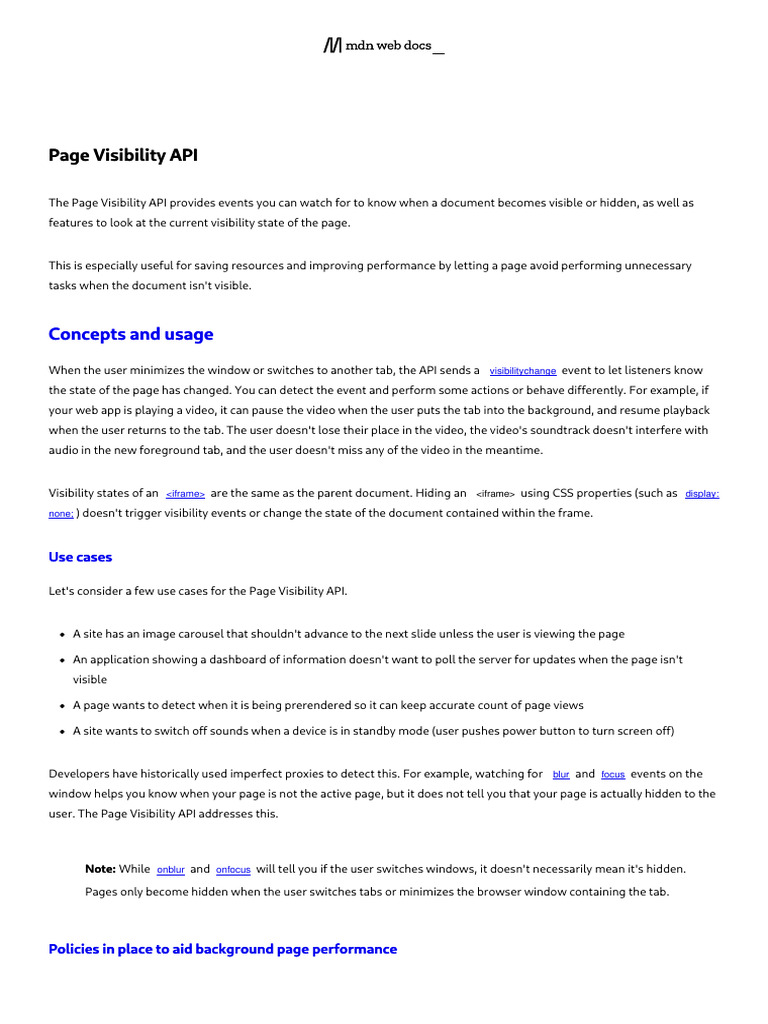 Page Visibility API | PDF
