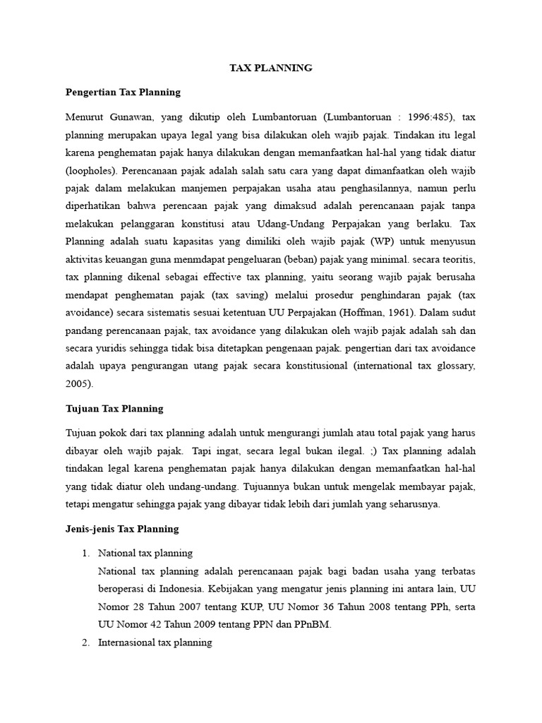 Tax Planning | PDF