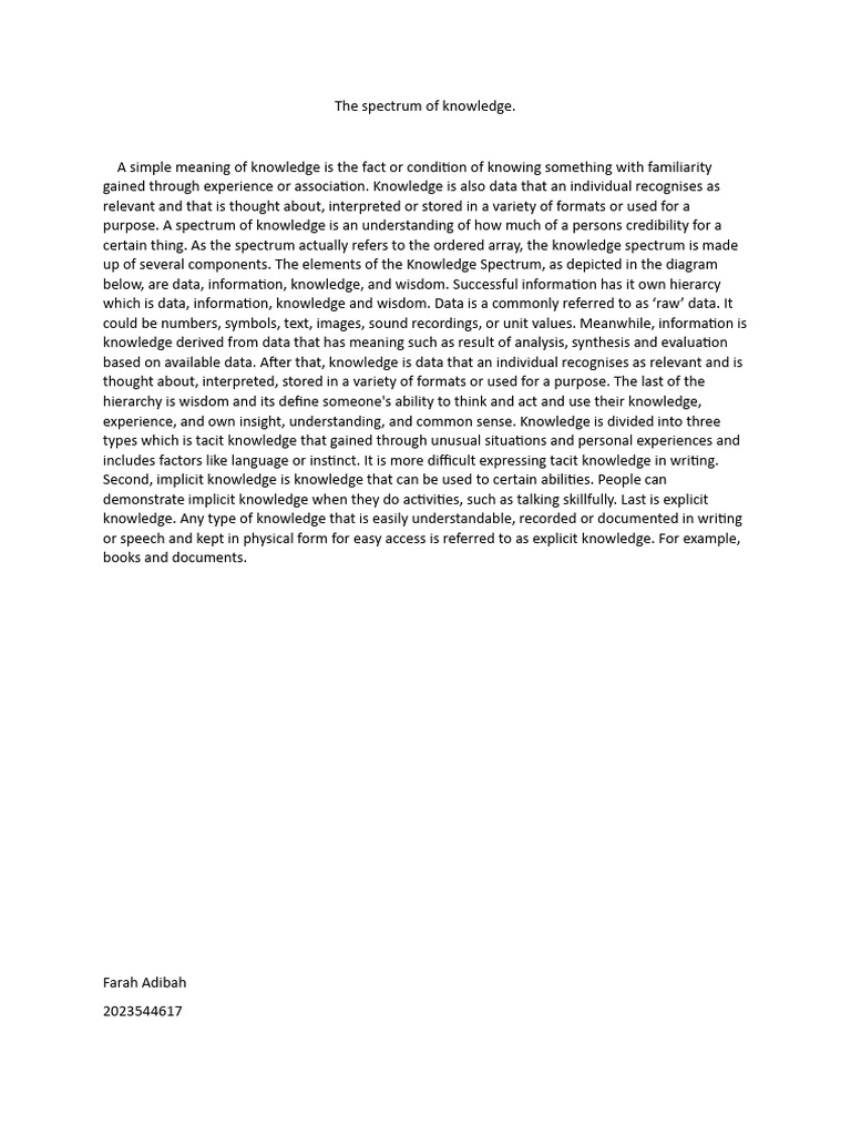 The Spectrum of Knowledge (IMC112) | PDF